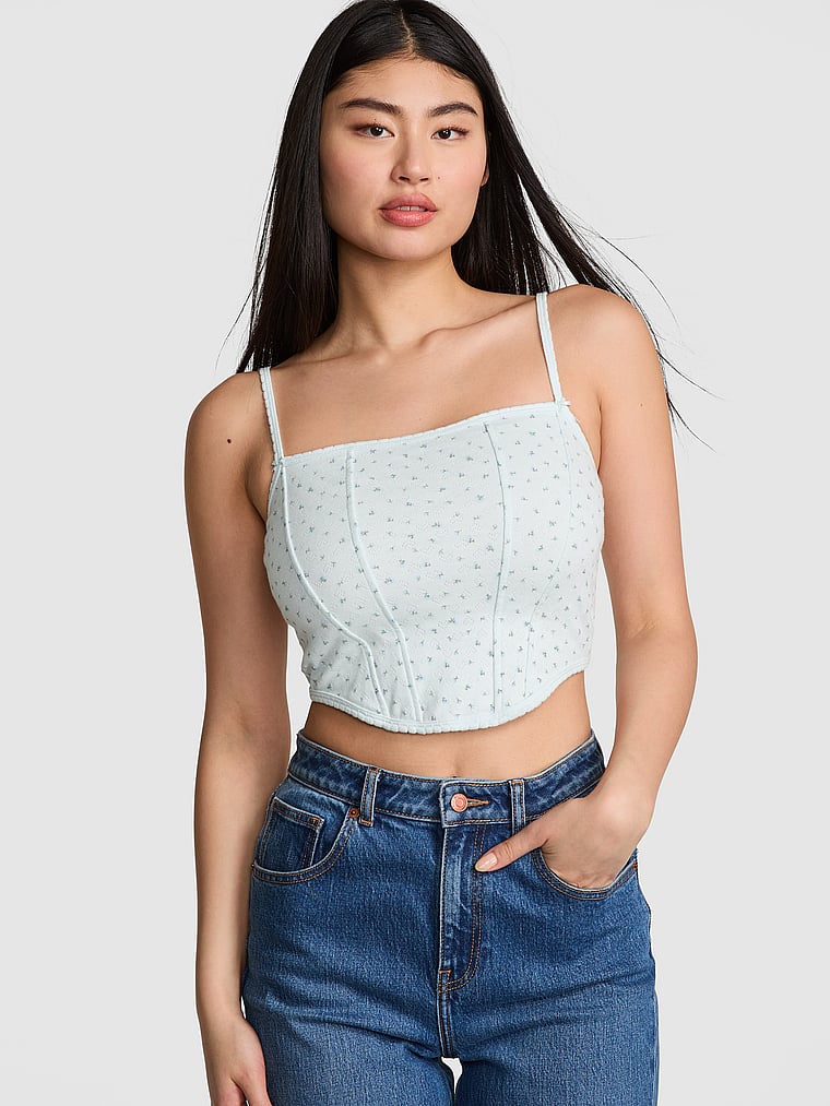 Buy Cotton Heart Pointelle Corset Top, Bliss Floral Print - Order Bras ...