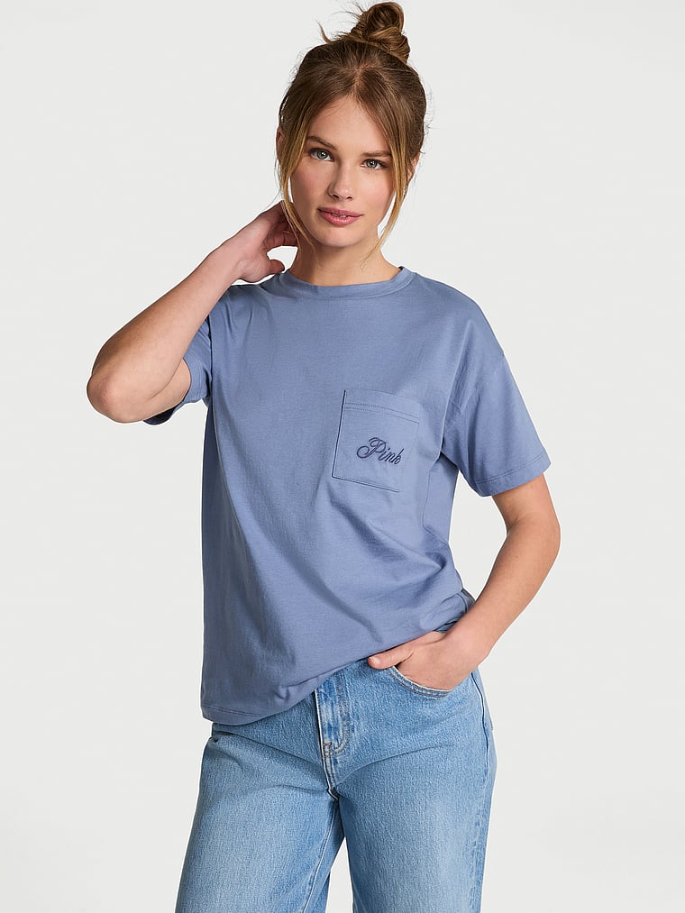 Buy Perfect Cotton Tee, Dusty Iris - Order Pajama Tops online - PINK US