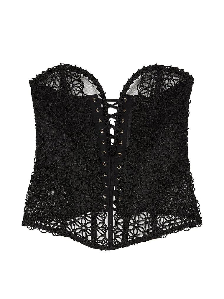 Buy Geo Daisy Lace Deep-V Corset Top, Black - Order Corsets online - Victoria's Secret
