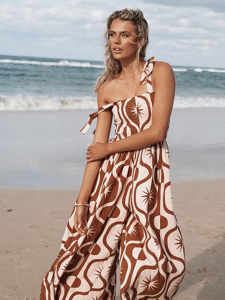 Buy Ginelle Jumpsuit, Brown Print - Order Cover-Ups online - Victoria's ...