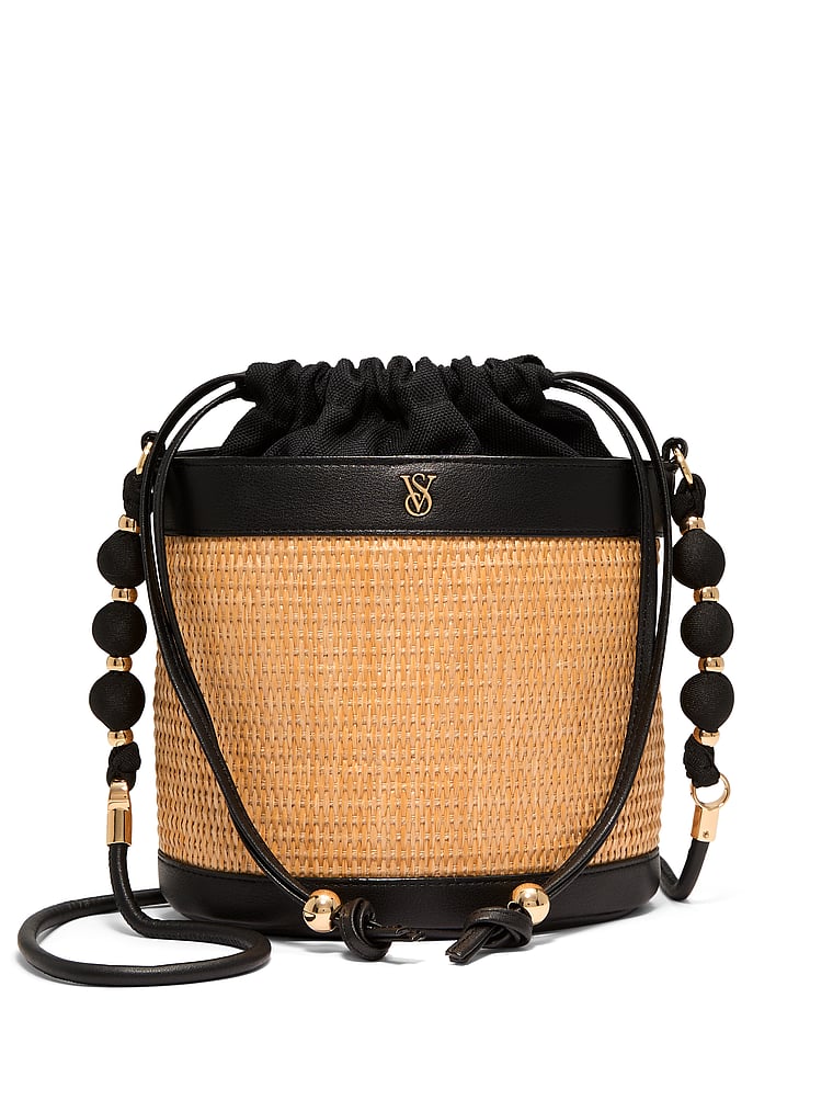 Buy Straw Mini Bucket Crossbody Bag, Neutral - Order Bags online ...