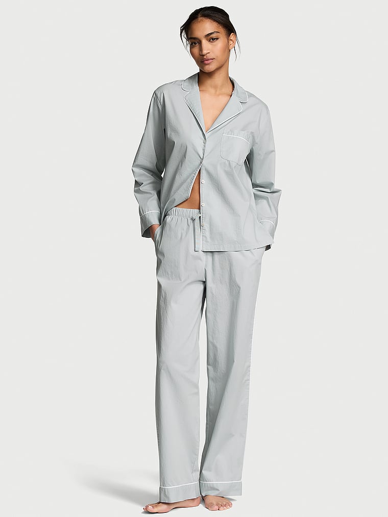 Buy Heritage Cotton Long Pajama Set, Grey Fog - Order Pajamas Sets ...