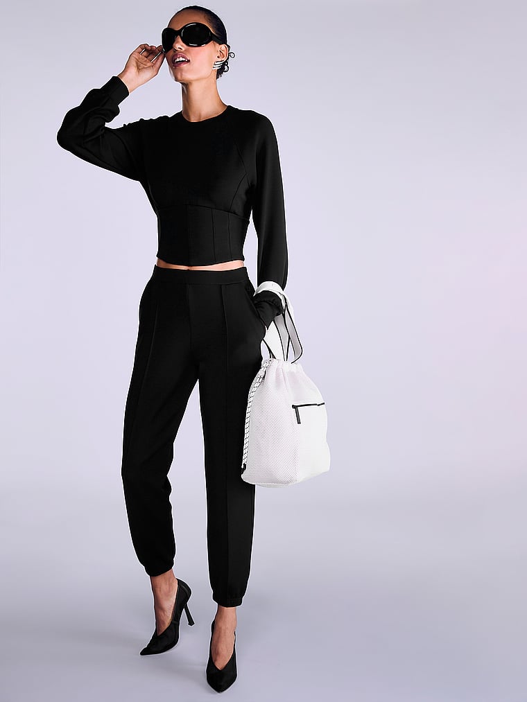 Buy VSX Featherweight Knit Corset Crewneck, Pure Black - Order Hoodies ...