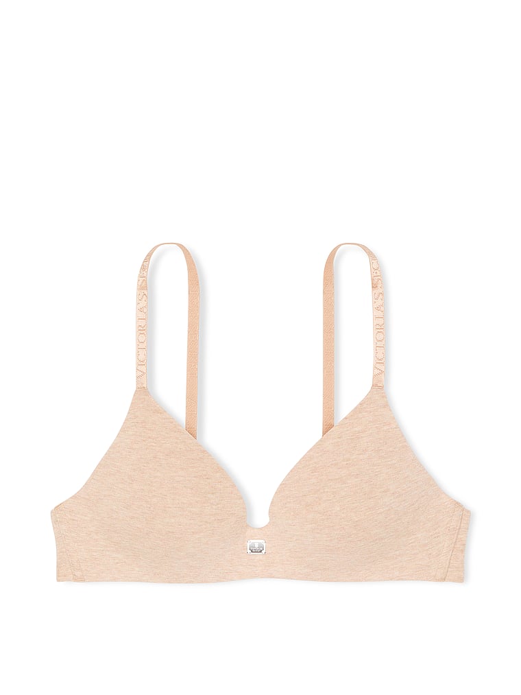 Buy Cotton Logo Hardware Lightly Lined Wireless Bra, Heather Pretty ...