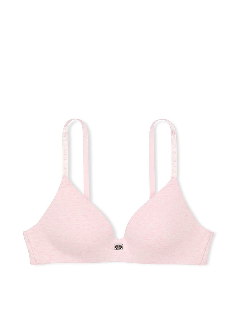 Buy Cotton Logo Hardware Lightly Lined Wireless Bra, Heather Pink Petal ...