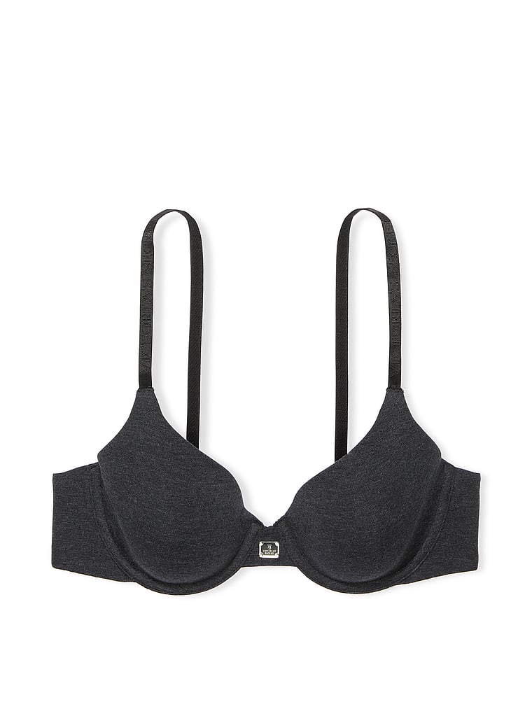 Buy Cotton Logo Hardware Lightly Lined Full-Coverage Bra, Heather Black ...