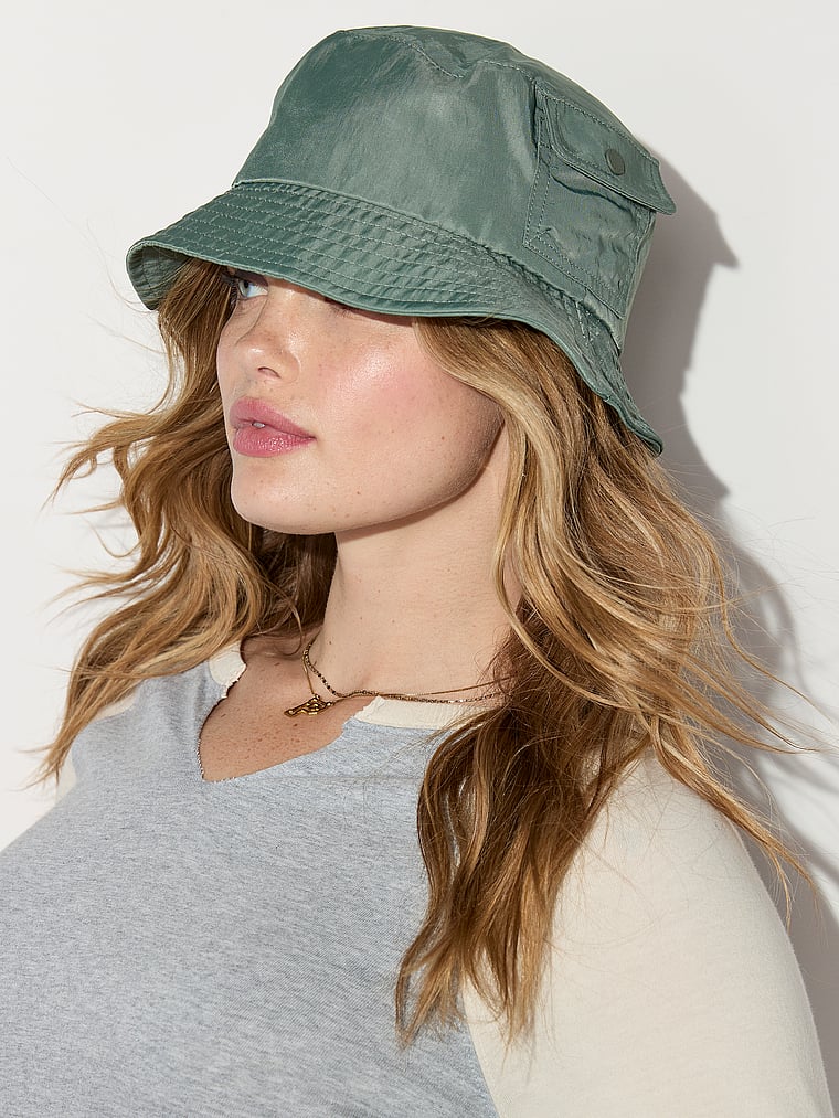 Buy Nylon Cargo Bucket Hat, Faded Sage - Order Hats online - PINK US