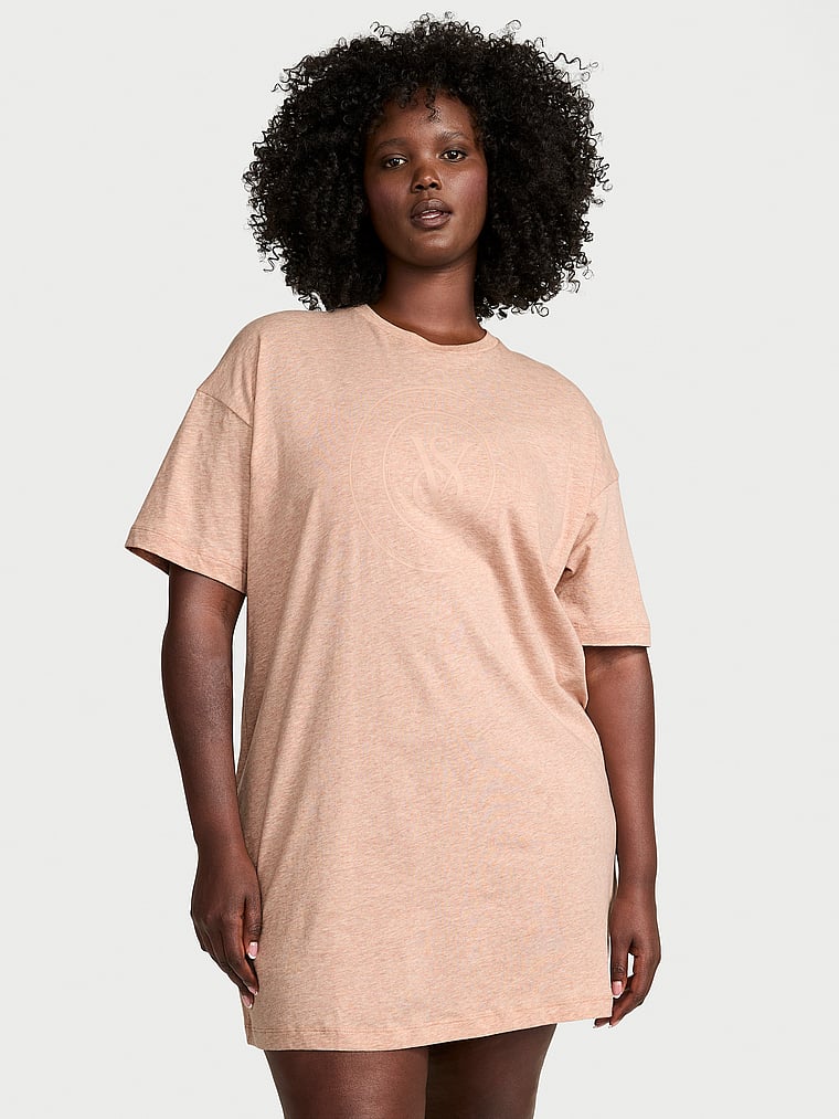 Buy 100% Cotton Oversize Sleep Tee, Heather Pretty Blush - Order ...