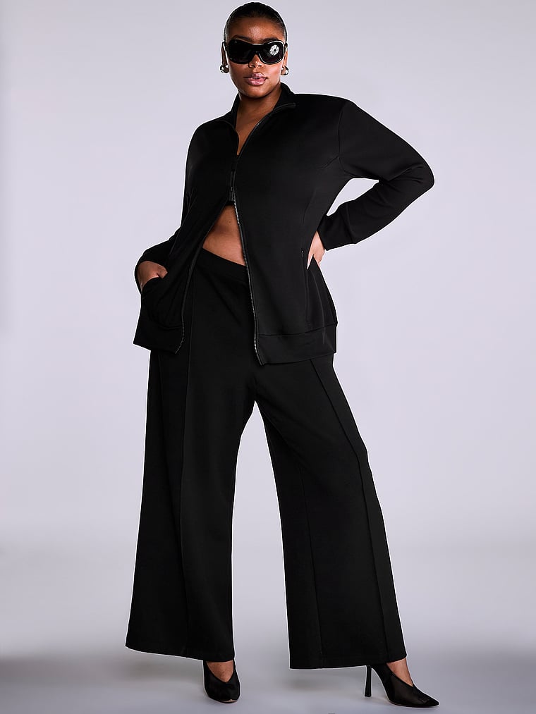 Buy VSX Featherweight Knit Wide-Leg Pant, Pure Black - Order Bottoms ...