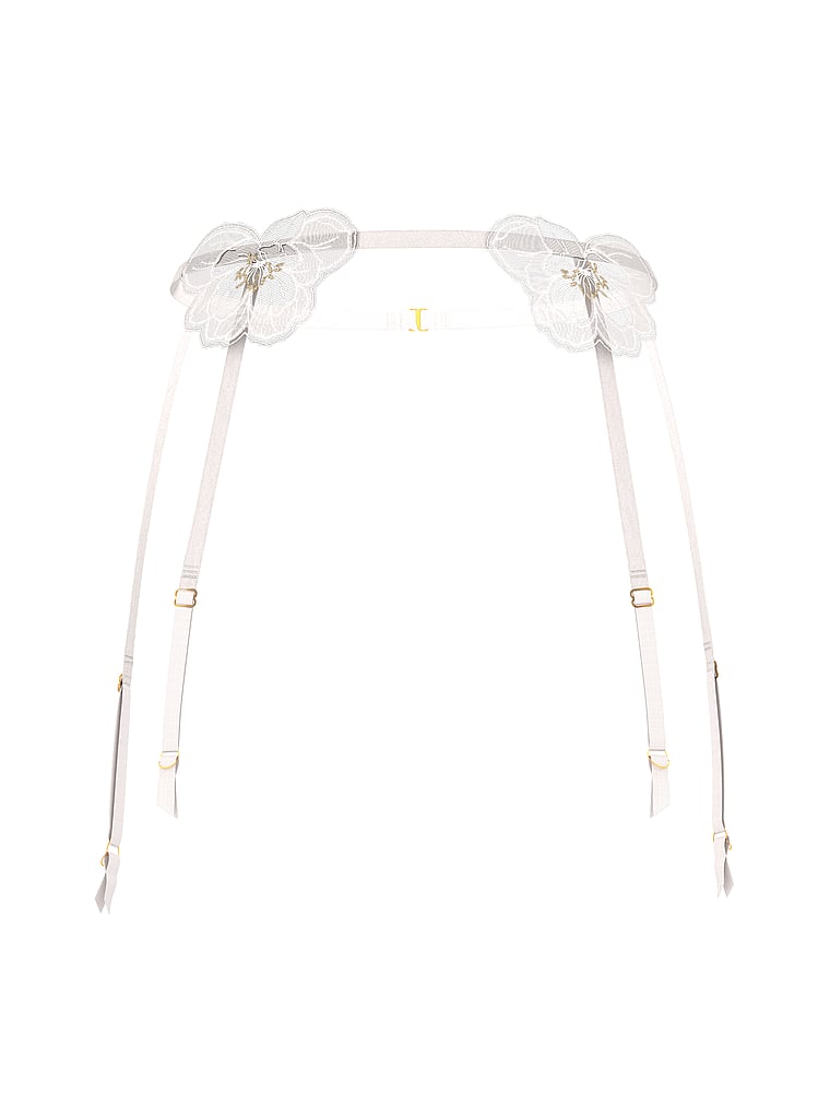 Buy Peony Embroidery Garter Belt, White Peonies - Order Garters online ...