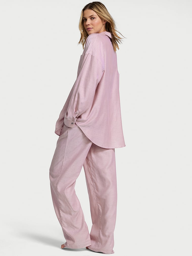 Buy Modal-Cotton Long Pajama Set, Nostalgia Rose Herringbone - Order ...
