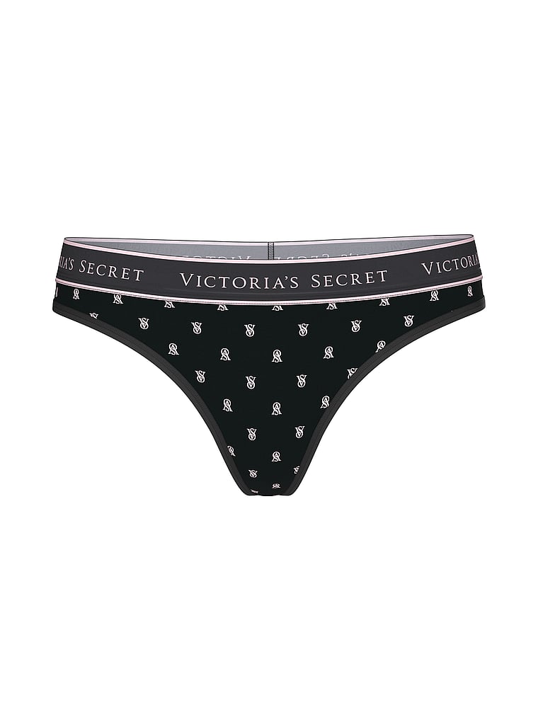 Buy Logo Cotton Thong Panty, Black Logos - Order Panties online ...