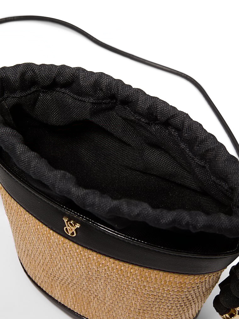 Buy Straw Mini Bucket Crossbody Bag, Neutral - Order Bags online ...