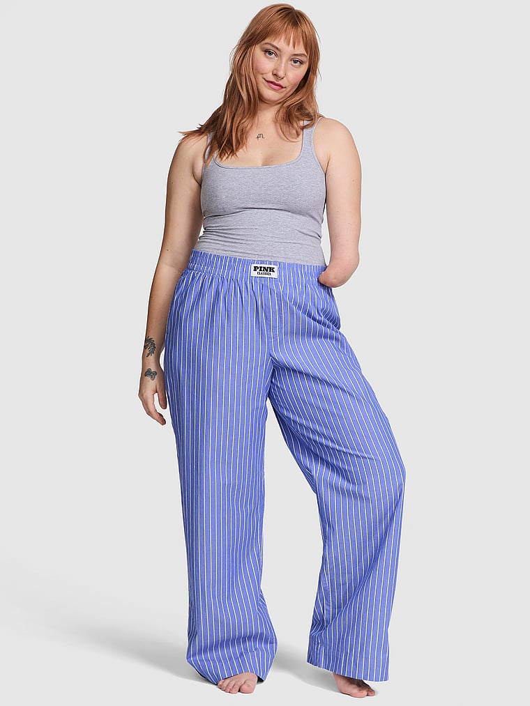 Buy Boyfriend Boxer Pajama Pants, Ultra Marine Blue Stripes - Order ...
