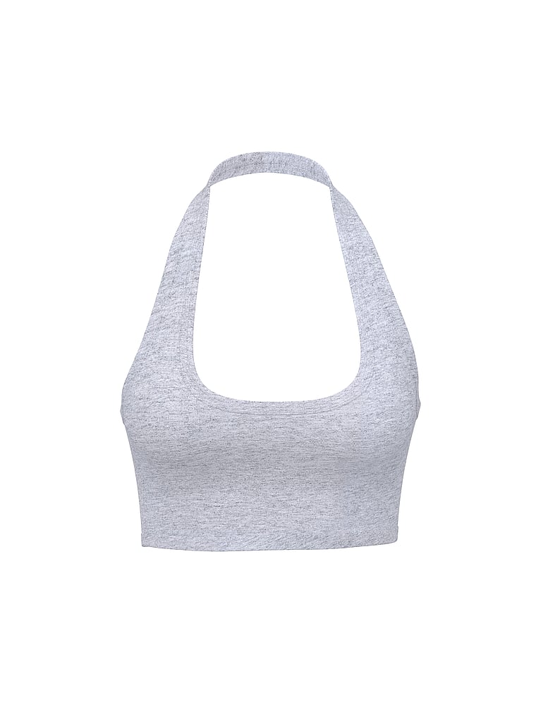 Buy All-Day Cotton Halter Sports Bra, Medium Heather Grey - Order Sport ...