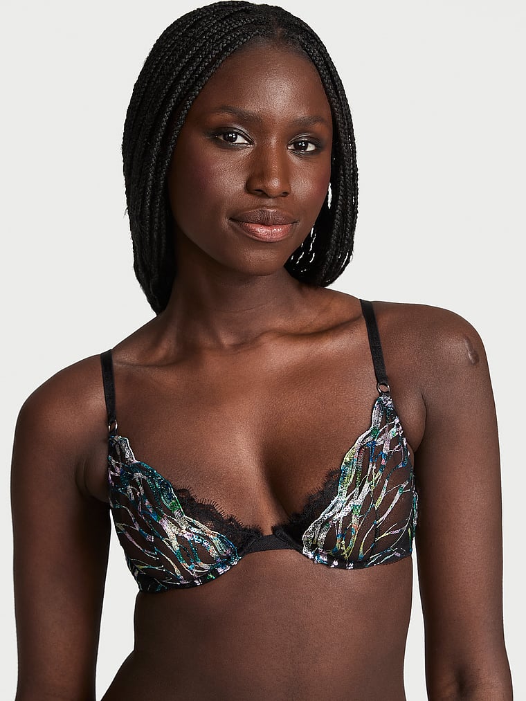 Buy Siren Shimmer Embroidery Unlined Low-Cut Demi Bra, Black Siren Shimmer - Order Bras online ...