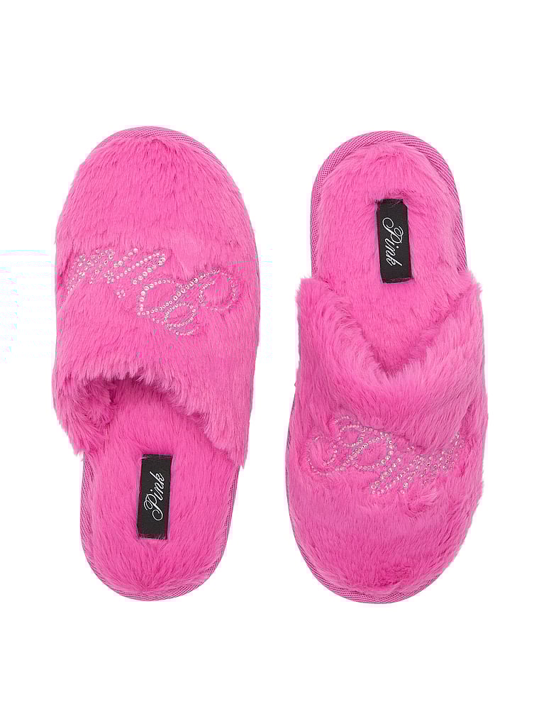 Buy Faux-Fur Closed-Toe Slippers, Pink Gossip - Order Slippers online ...