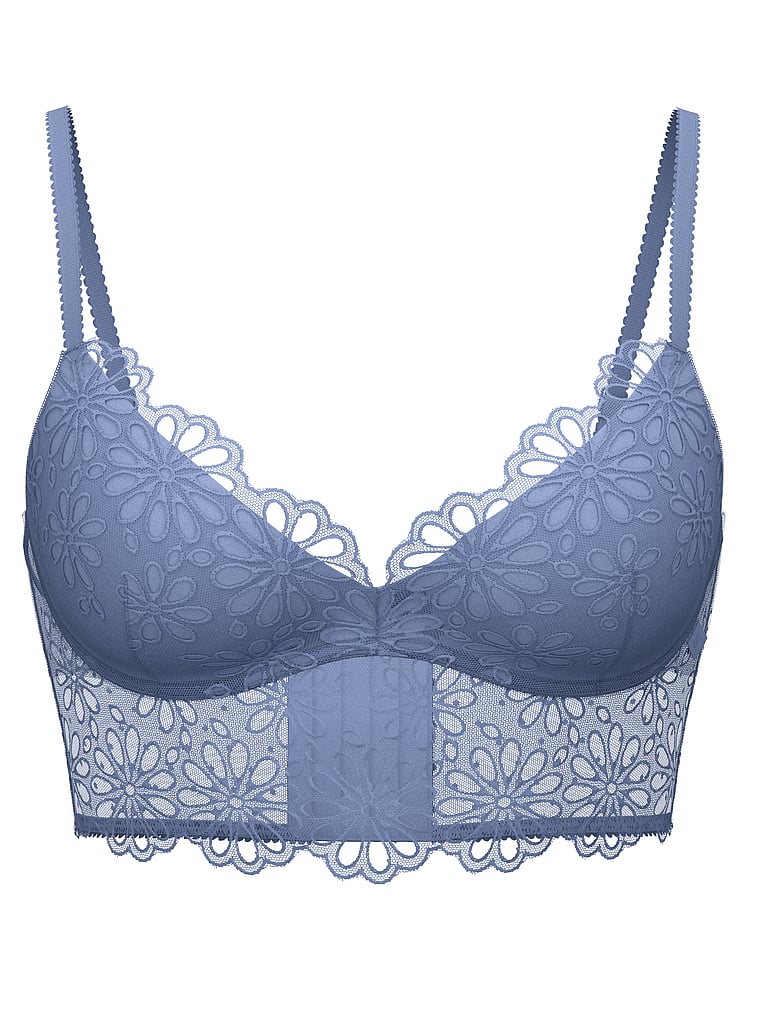 Buy Sexy Tee Daisy Eyelet Wireless Push-Up Bra Top, Periwinkle Blue ...