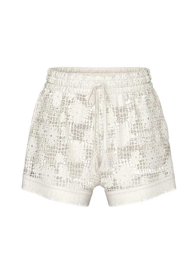 Buy Beach Blooms Crochet Beach Shorts, White Shell - Order Bottoms ...