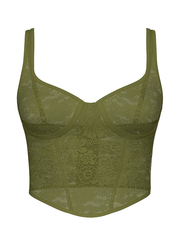 Buy Wink Lace Corset Top, Olive Shade - Order Bras online - PINK US
