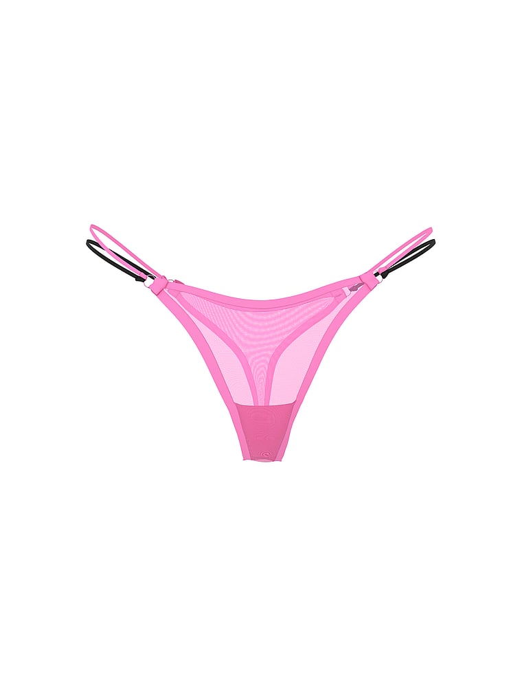 Buy Logo Mesh Strappy Micro Thong Panty, Radiant Rose - Order Panties ...