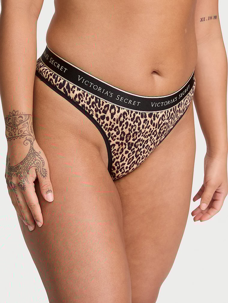 Buy Logo Cotton Thong Panty, Natural Leopard - Order Panties online - Victoria's Secret