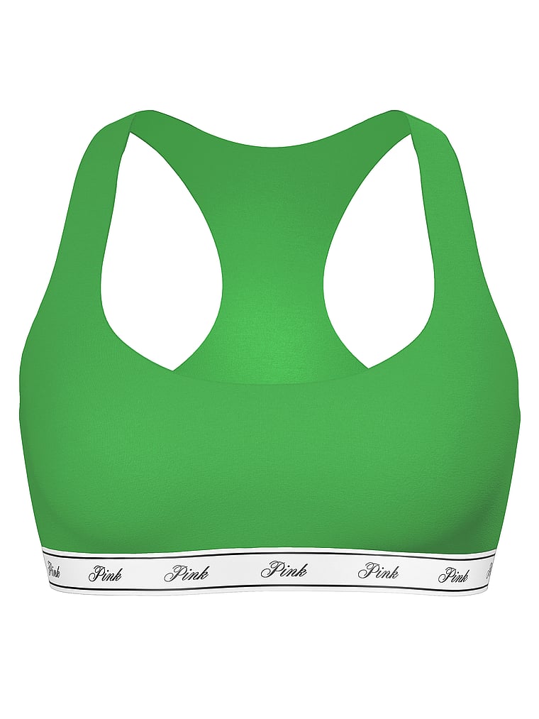 Buy Logo Cotton Racerback Bralette, Wild Green - Order Bralettes online ...