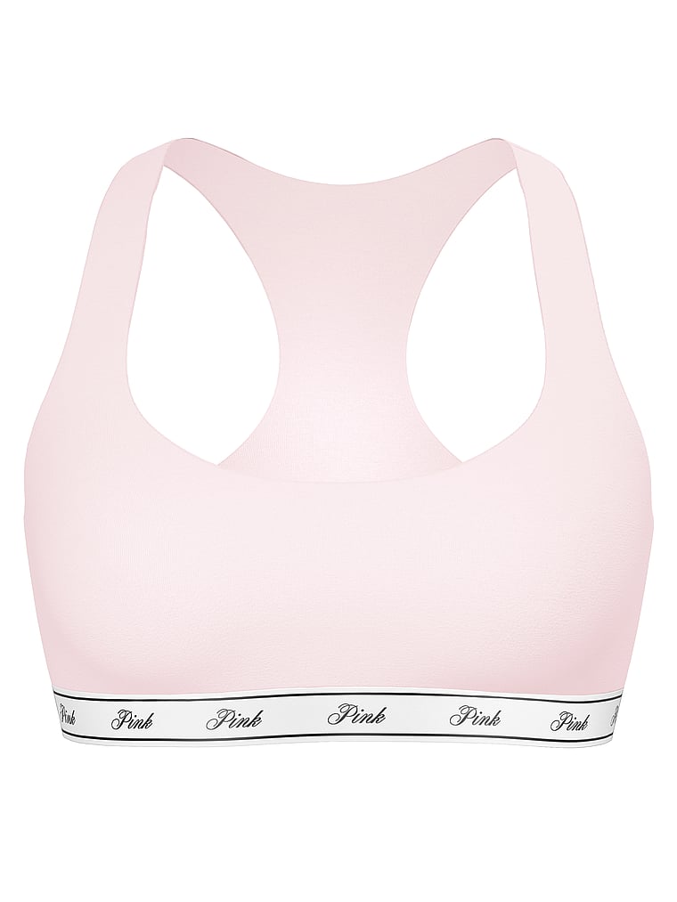 Buy Logo Cotton Racerback Bralette, Pink Tulip - Order Bralettes online ...