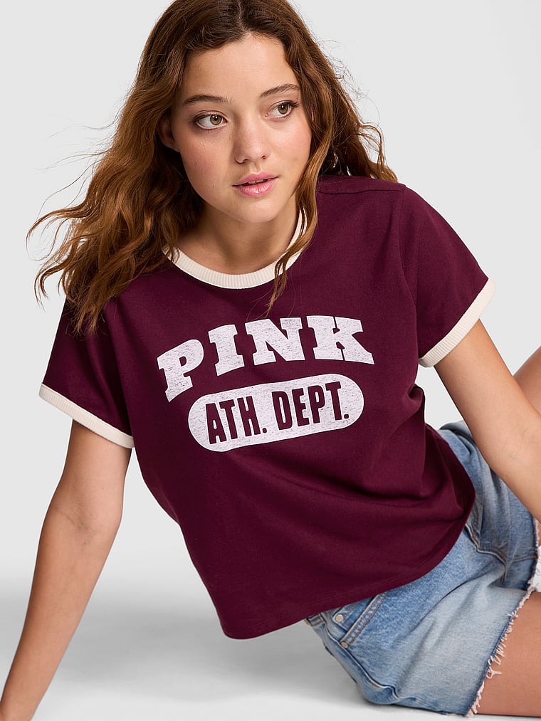 Buy Retro Cotton Tee, Wild Rose - Order Tops online - PINK