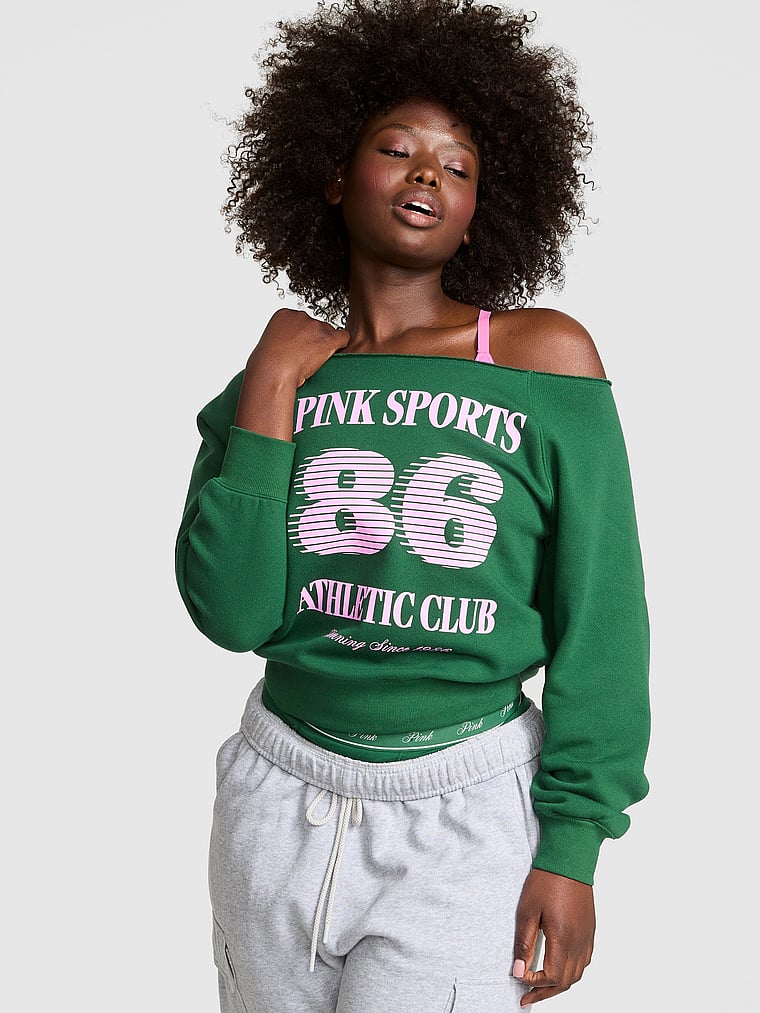 Buy Ivy Fleece Off-The-Shoulder Sweatshirt, Jaquar Green Sports Club ...