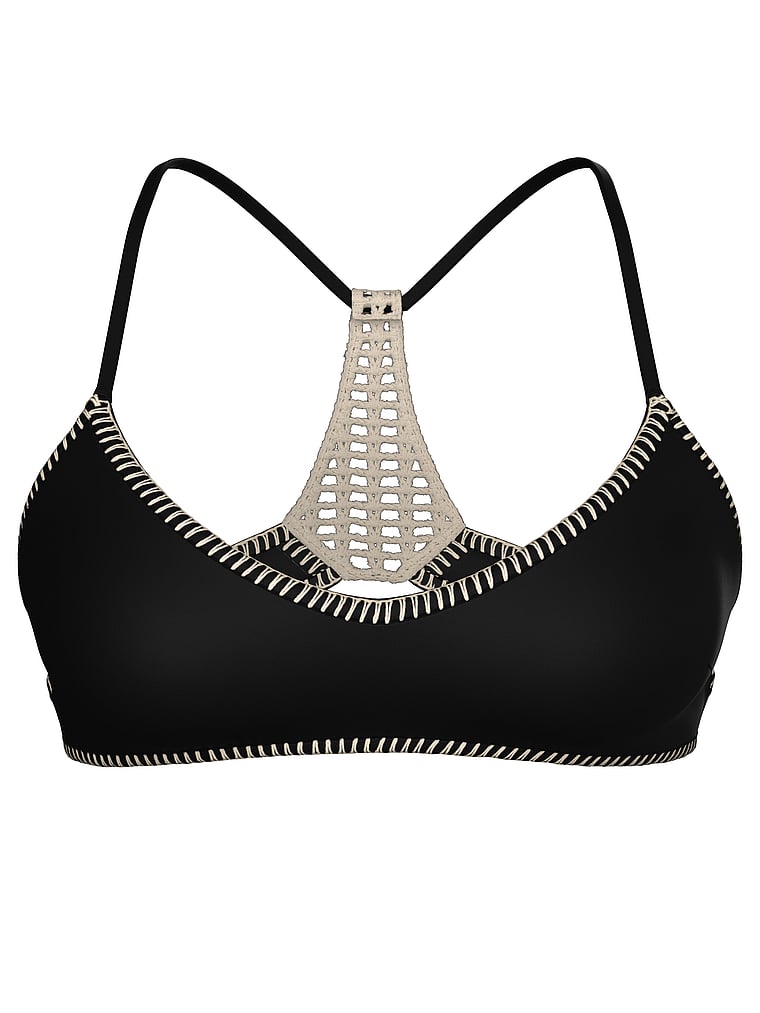 Buy Archives Crochet Scuba Halter Bralette Bikini Top, Pure Black ...