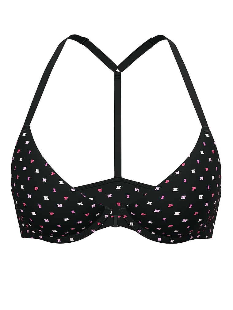 Buy Wear Everywhere™ Push-Up Bra, Black Scattered Logo Print - Order ...