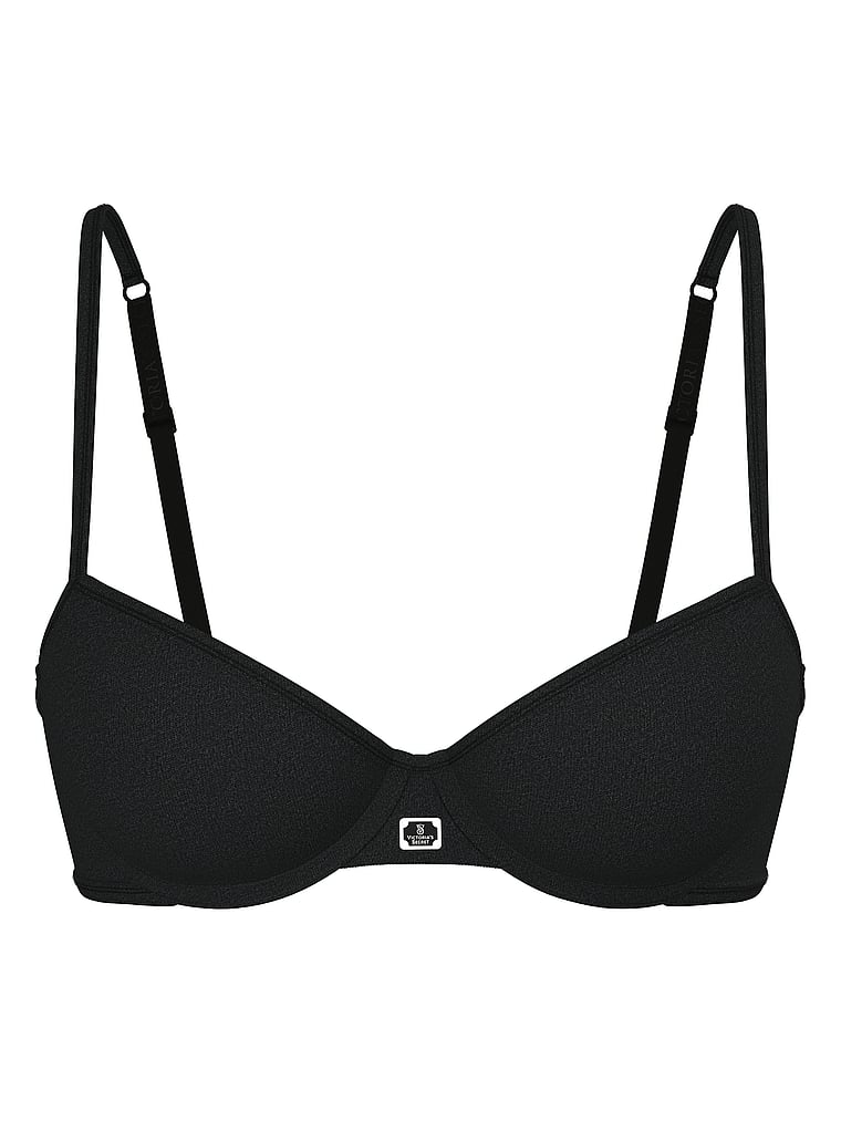 Buy Cotton Logo Hardware Unlined Demi Bra, Heather Black - Order Bras ...