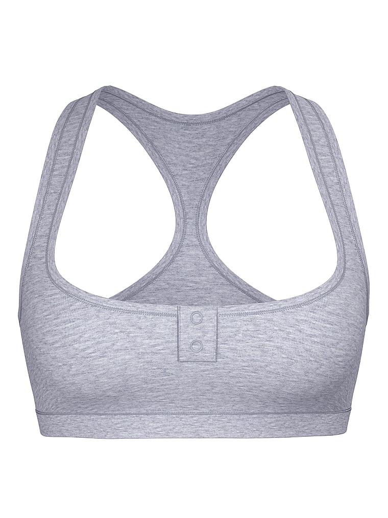 Buy Cotton Dorm Unlined Racerback Bralette, Medium Heather Grey - Order ...