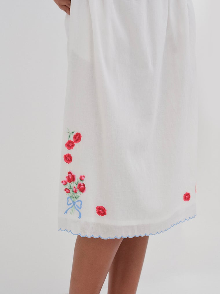 Buy Forget Me Not Embroidery Midi Skirt, White - Order Lingerie online ...