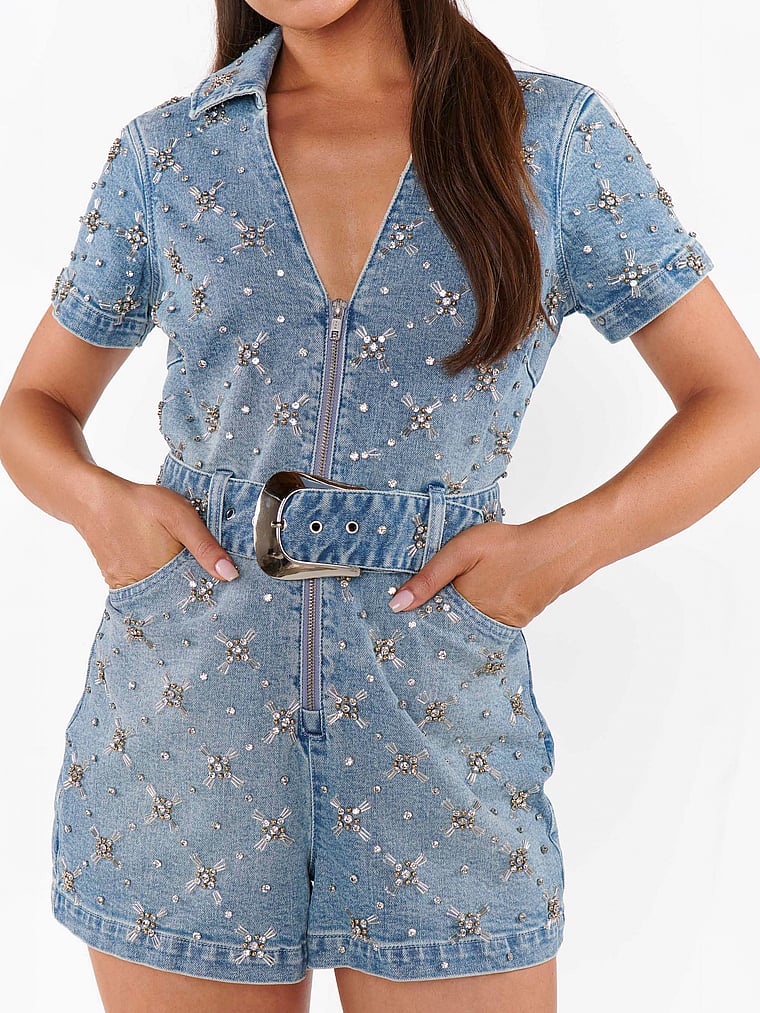 Buy Dolly Romper, Jeweled Indigo - Order Cover-Ups online - Victoria's ...