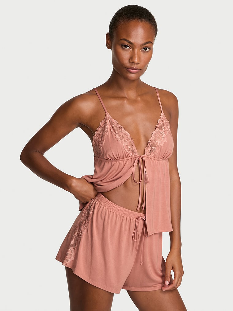 Buy Modal Soft Lace-Trim Flyaway Cami Set, Desert Blush - Order Cami Sets online - Victoria's ...
