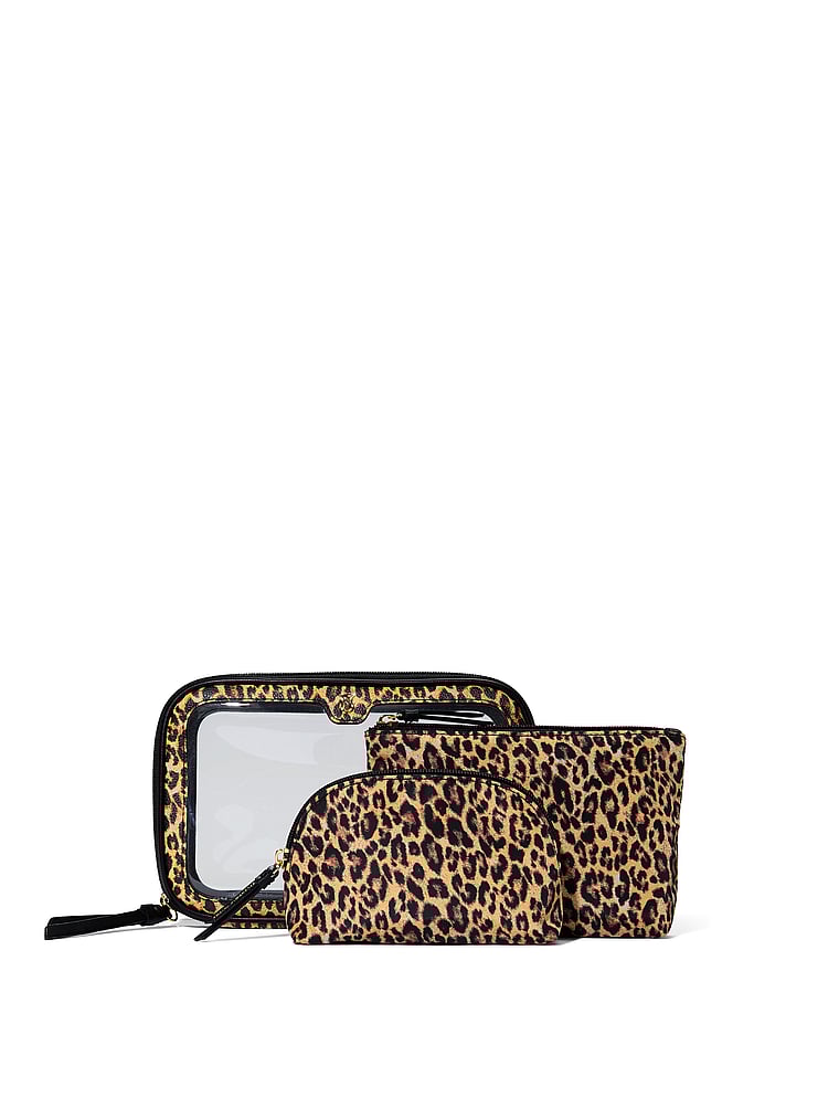 Buy 3-Piece Makeup Bag Set, Leopard - Order Cosmetic Cases online ...