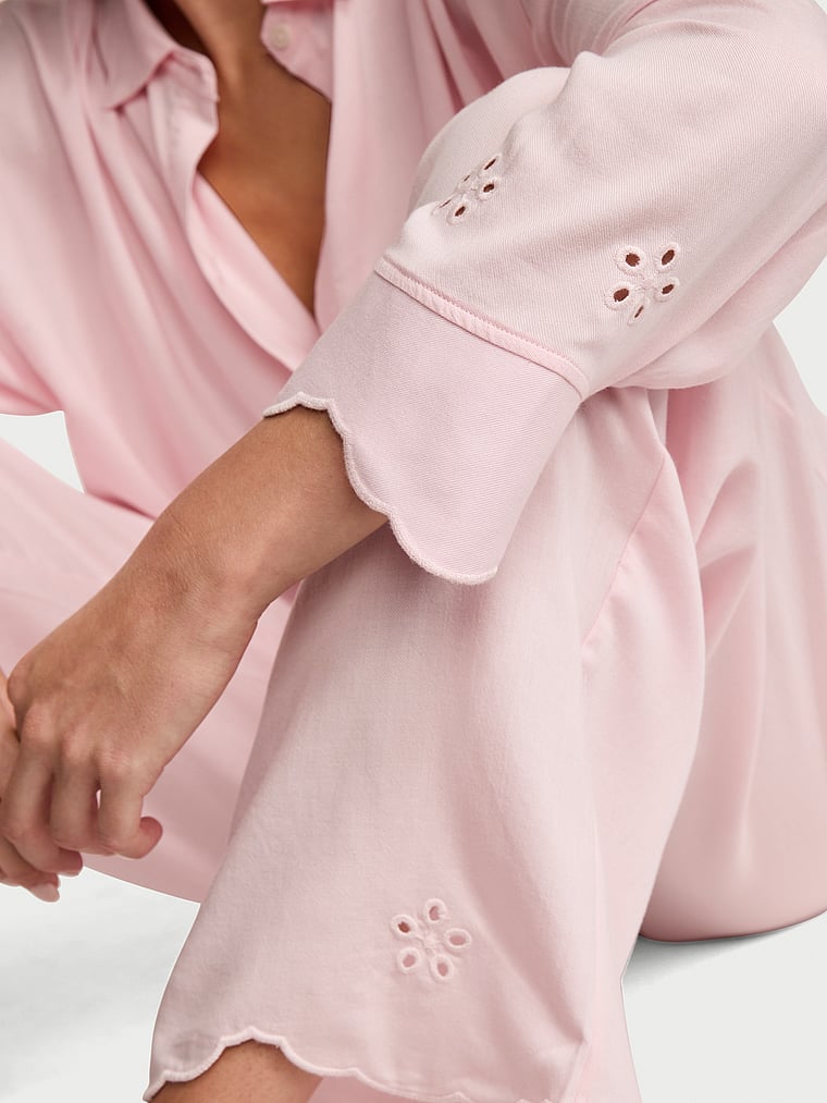 Buy Modal-Cotton Eyelet Short Pajama Set, Pink - Order Pajamas Sets ...