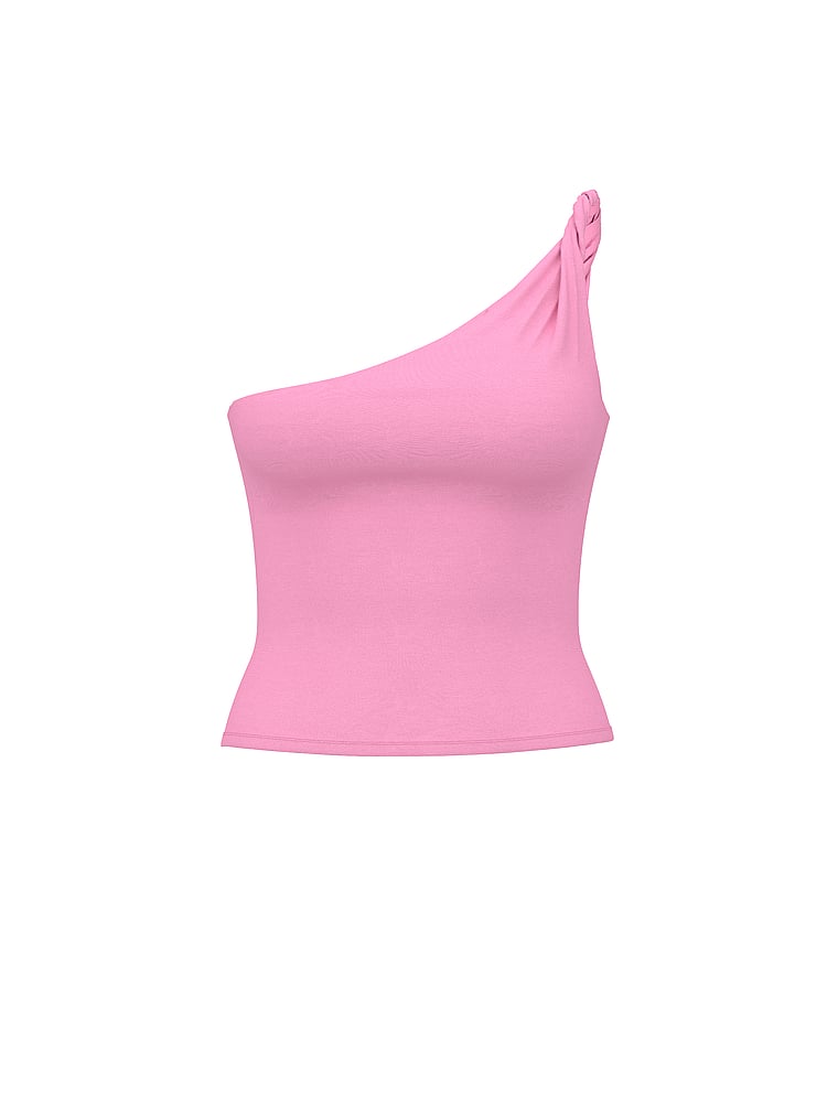 Buy Base Stretch Twisted One-Shoulder Tank Top, Pink Lollipop - Order ...