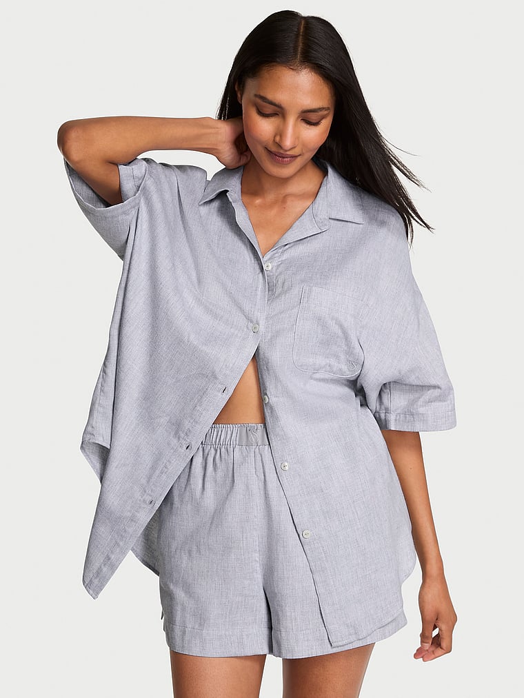 Buy Modal-Cotton Short Pajama Set, Medium Heather Grey - Order Pajamas ...