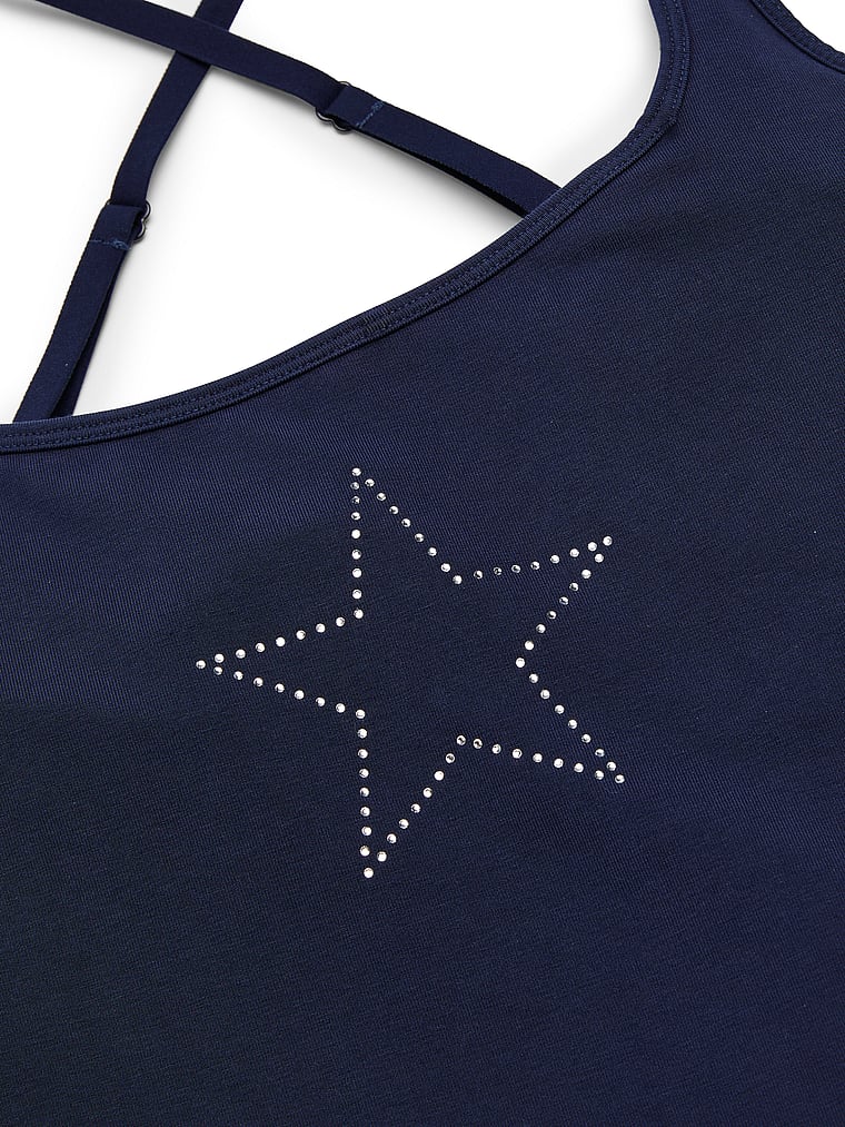 Buy All-Day Cotton Square-Neck Bra Tank, Noir Navy Wash Bling Rocker ...