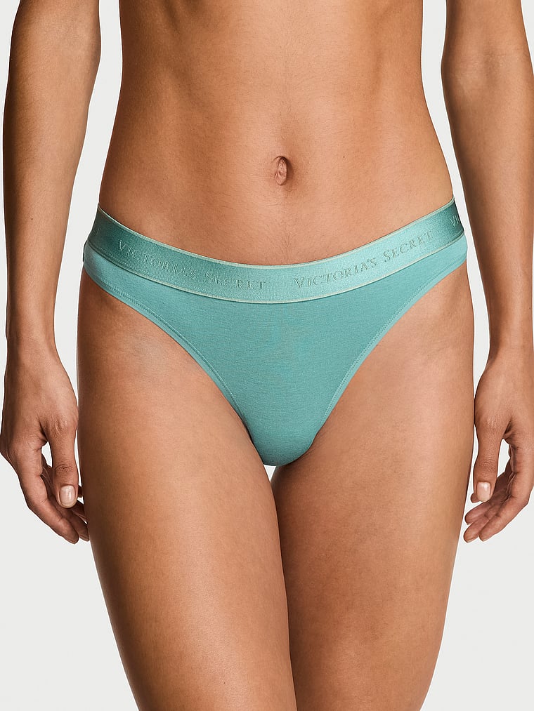 Buy Logo Cotton Thong Panty, Dusty Turquoise - Order Panties online - Victoria's Secret