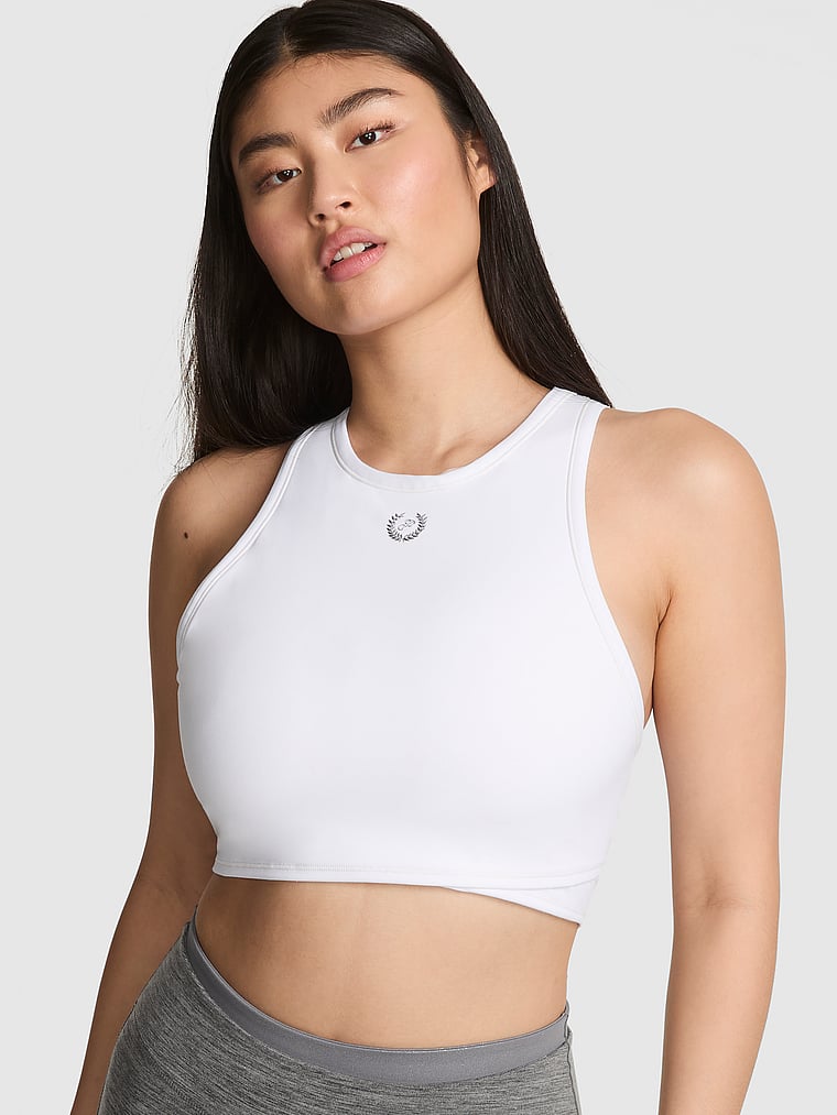 Buy Relay High-Neck Crossover Sports Bra, Vs White - Order Sport Bras ...