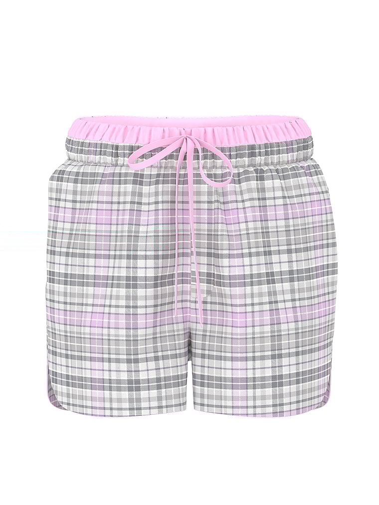 Buy Boyfriend Flannel Boxer Pajama Shorts, Silver Screen Plaid - Order ...