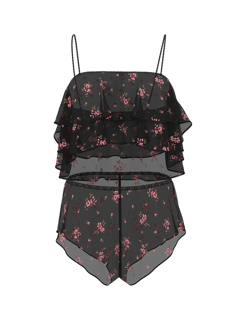 Buy Wisteria Sheer Chiffon Flutter Cami Set, Black Floral - Order Cami Sets online - Victoria's ...