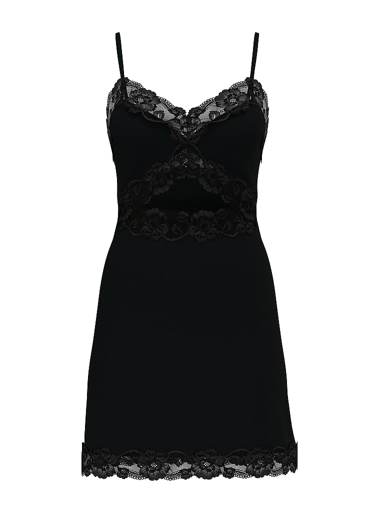 Buy SoSoft™ Modal Lace-Trim Mini Slip Dress, Black - Order Slips online ...
