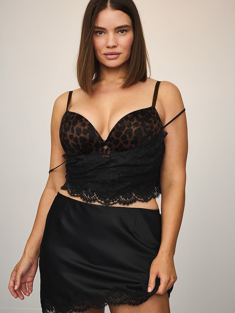 Buy Satin Lace Cami & Mini Skirt Set, Black - Order Cami Sets online - Victoria's Secret US