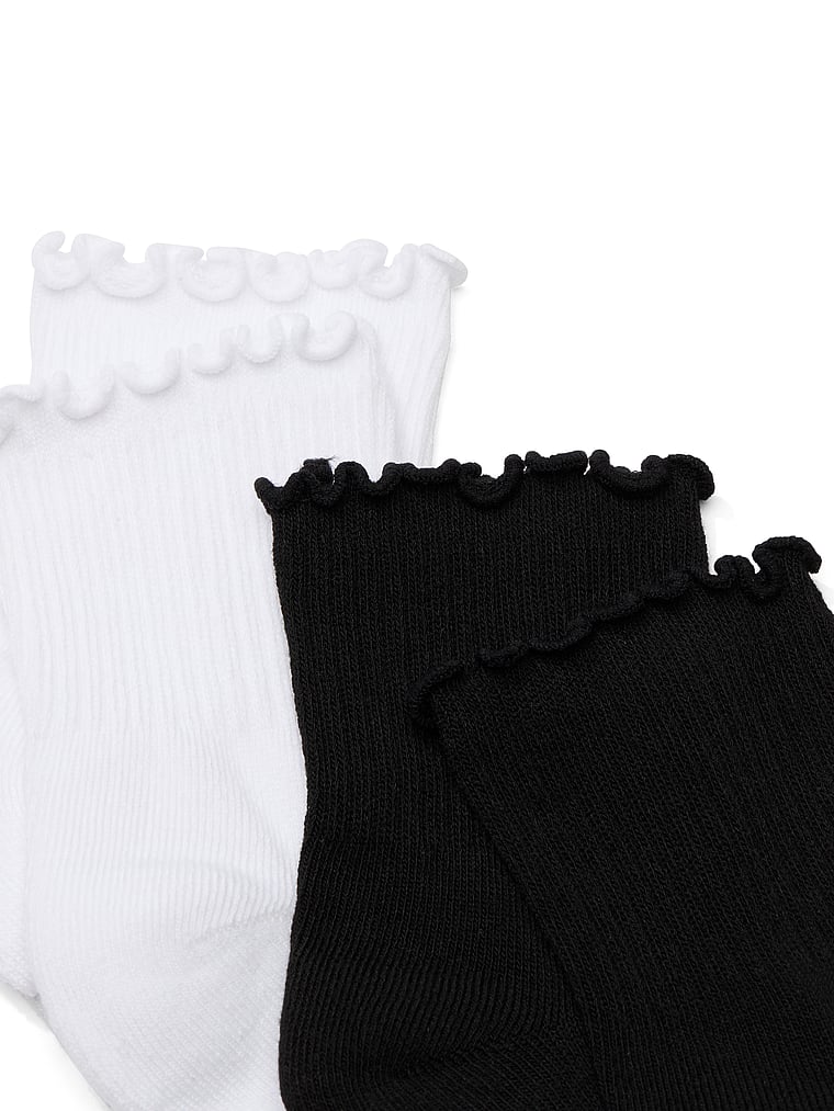 Buy 2-Pack Ruffle Quarter Socks, Vs White/Black - Order Socks online ...