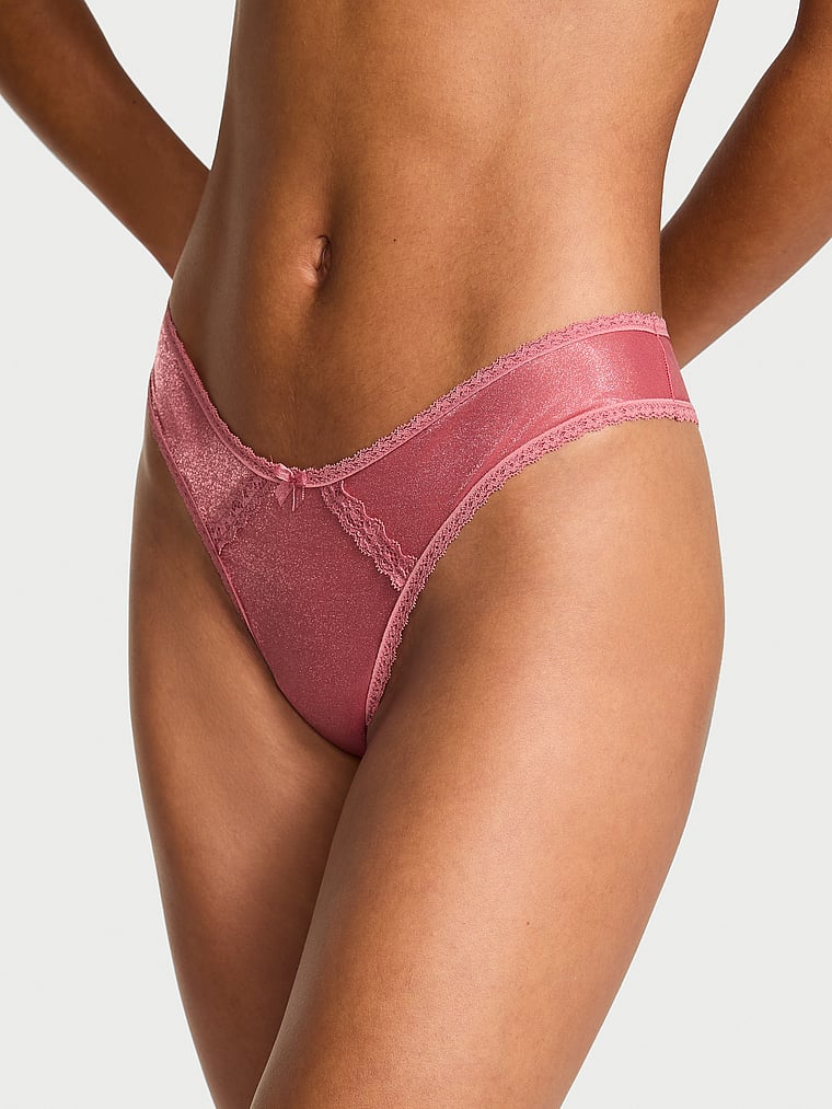 Buy Sheer Shimmer Lace Trim Brazilian Panty Seductive Rose Order